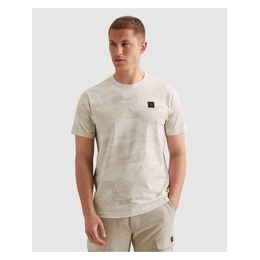 PME-Legend T-Shirt PME LEGEND "Short sleeve r-neck single jersey aop", Jungen, Gr. M, beige (egret), Jersey, Obermaterial: 100% Baumwolle, regular fit normal, Rundhals, gerader Abschluss, Shirts T-Shirt, mit Logo Stickerei