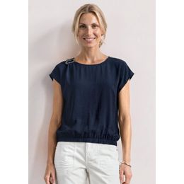 Street One Damen Shirtbluseschwarzest blau, Gr. 34, unifarben, Stoff, 88% Viskose, 12% Polyamid, Blusen, in Blusen-Optik