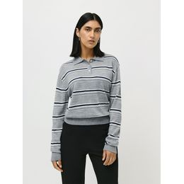 Strickpullover LEGER "Lilith, LeGer by Lena Gercke", Damen, Gr. 38, grau melange, striped, Strick, Obermaterial: 50% Wolle, 25% Polyacryl, 25% Polyamid, gemustert, gestreift, mehrfarbig, regular fit normal, Rundhals, eingesetzt Rippb&uuml;ndchen, Pullover Strickpullover, Regular fit mit Rundhalsausschnitt