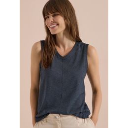 Tr&auml;gertop Cecil, Damen, Gr. XL (44), blau (universal blau), Web, 100% Baumwolle, unifarben, normal normal, V-Ausschnitt, abgesteppt, Tops Tr&auml;gertop, aus reiner Baumwolle