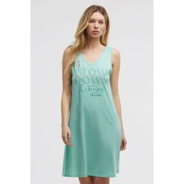 Sommerkleid SOCCX, Damen, Gr. L, US-Gr&ouml;&szlig;en, crystal aqua, Web, Material: 65% Polyester, 35% Baumwolle, relaxed fit Midi, V-Ausschnitt, normaler Saum, Kleider Sommerkleid, mit Glitzerstein-Wording