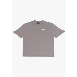 T-Shirt DROPSIZE "Dropsize HEAVY OVERSIZE BIG PRINT T-SHIRT", Jungen, Gr. S, driftwood, 100% Baumwolle, bedruckt, oversize, Rundhals, Shirts T-Shirt
