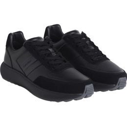 Plateausneaker Calvin Klein "CITY RUNNER LACEUP TAPE LTH", Herren, Gr. 43, schwarz, Leder, Lederimitat, unifarben, Schuhe Plateausneaker, Schn&uuml;rschuh, Freizeitschuh, Halbschuh mit Profilsohle