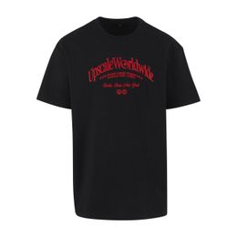 T-Shirt "Upscale by Mister Tee Upscale World Wide Heavy Oversize Tee", Jungen, Gr. M, schwarz, 100% Baumwolle, UPSCALE BY MISTER TEE, oversize, Rundhals, Shirts T-Shirt
