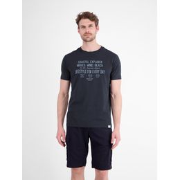 Lerros Herren T-Shirt "Sportliches T-Shirt aus Baumwolle mit coolem Slogan-Print", schwarz, Gr. L, 100% Baumwolle, Shirts