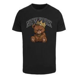 T-Shirt MisterTee "MisterTee NY Crowned Bear Tee", Jungen, Gr. M, schwarz, 100% Baumwolle, bedruckt, normal, Rundhals, Shirts T-Shirt