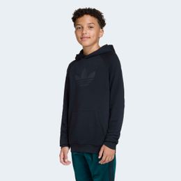 Kapuzensweatshirt adidas originals "GFX TR LO HO", M&auml;dchen, Gr. 164, schwarz, schwarz, Obermaterial: 70% Baumwolle, 30% Polyester, normal, Rundhals, angesetztes B&uuml;ndchen, Sweatshirts