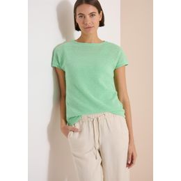 T-Shirt Cecil, Damen, Gr. L (42), juicy lime, Web, 50% Baumwolle, 50% Polyester, unifarben, comfort fit normal, U-Boot-Ausschnitt, normaler Saum, Shirts T-Shirt, mit U-Boot-Ausschnitt