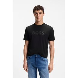 BOSS Orange Herren T-Shirtschwarz001, Gr. S, unifarben, Single Jersey, Obermaterial: 100% Baumwolle, Shirts, Rundhalsausschnitt, Regular Fit, gro&szlig;er