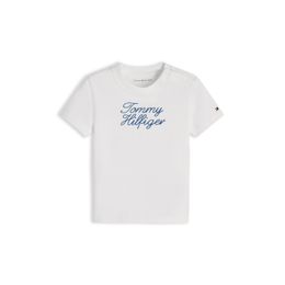 T-Shirt Tommy Hilfiger, Jungen, Gr. 56, wei&szlig;, Jersey, Obermaterial: 93% Baumwolle, 7% Elasthan, unifarben, regular fit normal, Rundhals, eingesetzt abgesteppte Kante, Shirts T-Shirt, f&uuml;r Babys