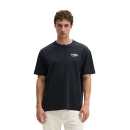 Marc O'Polo T-Shirt MARC O'POLO "mit maritimem R&uuml;ckenprint", Jungen, Gr. L, schwarz navy, Obermaterial: 100% Baumwolle, unifarben, Basic, loose fit, Rundhals, Shirts T-Shirt