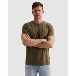 PME-Legend PME LEGEND Herren T-Shirt "Short sleeve r-neck single jersey gd"dusky gr&uuml;n, Gr. M, bestickt, Jersey, Obermaterial: 100% Baumwolle, Shirts, mit Logo