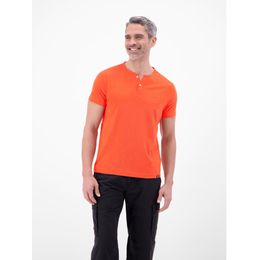 Lerros Herren T-Shirt "T-Shirt mit Rundhalsausschnitt und Knopfleiste"vivid rot, Gr. M, 100% Baumwolle, Shirts