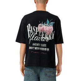 T-Shirt QS, Jungen, Gr. XL, schwarz, Jersey, Obermaterial: 100% Baumwolle, bedruckt, relaxed fit normal, Rundhals, Shirts T-Shirt, Sommershirt mit R&uuml;cken-Print