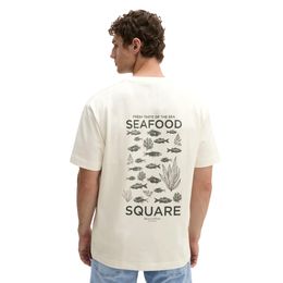 Marc O'Polo T-Shirt MARC O'POLO, Jungen, Gr. L, egg wei&szlig;, Jersey, Obermaterial: 100% Baumwolle, loose fit normal, Rundhals, Shirts T-Shirt, loose mit Seafood-R&uuml;ckenprint