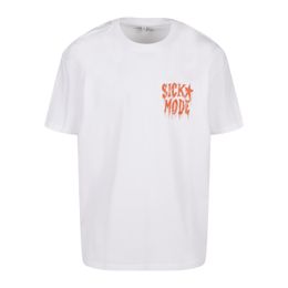 T-Shirt "Upscale by Mister Tee Psycho Font Oversize Tee", Jungen, Gr. L, wei&szlig;, 100% Baumwolle, UPSCALE BY MISTER TEE, bedruckt, oversize, Rundhals, Shirts T-Shirt