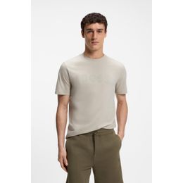 T-Shirt BOSS Orange, Jungen, Gr. 4XL, light beige271, Single Jersey, Obermaterial: 100% Baumwolle, unifarben, regular fit normal, Rundhals, abgesteppte Kante, Shirts T-Shirt, Rundhalsausschnitt, Regular Fit, gro&szlig;er Logodruck