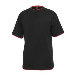 Kurzarmshirt Urban Classics "Urban Classics Herren Contrast Tall Tee", Jungen, Gr. L, schwarz, rot, 100% Baumwolle, unifarben, loose fit, Rundhals, Shirts