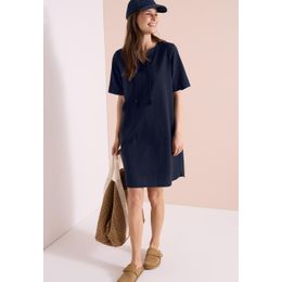 Midikleid Cecil, Damen, Gr. L (42), US-Gr&ouml;&szlig;en, universal blau, Web, 75% Baumwolle, 25% Modal, unifarben, comfort fit knielang, Rundhals, normaler Saum, Kleider Midikleid, knielang