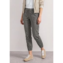 Jogger Pants Street One, Damen, Gr. 32, L&auml;nge 28, grau (overcast grau), Web, 98% Baumwolle, 2% Elasthan, unifarben, loose fit kn&ouml;chelfrei, Hosen, aus Baumwolle mit Stretchanteil