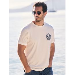 T-Shirt Lerros "L&auml;ssiges, unifarbenes T-Shirt aus reiner Baumwolle mit Print", Jungen, Gr. L, wei&szlig; (broken wei&szlig;), 100% Baumwolle, Rundhals, Shirts T-Shirt