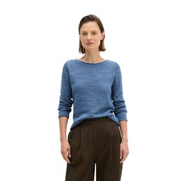 Marc O'Polo Strickpullover MARC O'POLO "aus Leinen-Baumwolle-Mix", Damen, Gr. L, provincial blau, Obermaterial: 52% Baumwolle, 48% Leinen, unifarben, U-Boot-Ausschnitt, Pullover Strickpullover