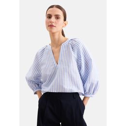 Seidensticker Damen Klassische Bluseblau, Gr. 44, gemustert, 59% Leinen, 41% Baumwolle, Blusen, Tunika Druck