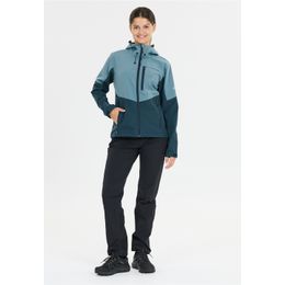 Softshelljacke WHISTLER "Rosea V2", Damen, Gr. 36, hellblau, dunkelblau, 100% Polyester, unifarben, normal, hoch geschlossener Ausschnitt, Jacken Softshelljacke, mit wasserabweisender Beschichtung
