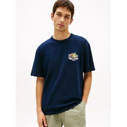 T-Shirt Tommy Jeans "NOVELTY", Jungen, Gr. 3XL, blau (schwarz night navy), Single Jersey, Obermaterial: 100% Baumwolle, unifarben, relaxed fit normal, Rundhals, eingesetzt abgesteppte Kante, Shirts T-Shirt, Relaxed fit mit Print