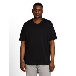 T-Shirt Tom Tailor PLUS, Jungen, Gr. 3XL, schwarz, Single Jersey, Obermaterial: 100% Baumwolle, unifarben, normal, V-Ausschnitt, Shirts T-Shirt, im 2er Pack