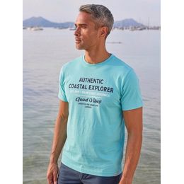T-Shirt Lerros "T-Shirt mit O-Neck aus softer Baumwolle mit Summervibe-Print", Jungen, Gr. L, blau (reef blau), 100% Baumwolle, Rundhals, Shirts T-Shirt