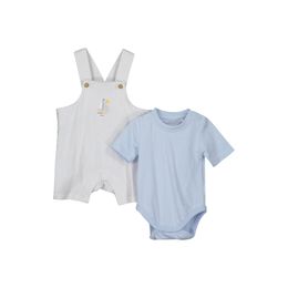 T-Shirt Blue Seven "Blue Seven Set: Body und Latzshorts", Jungen, Gr. 68, 5010, hl blau, 100% Baumwolle, normal, Rundhals, Shirts T-Shirt