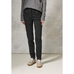 Chinos Cecil, Damen, Gr. 29, L&auml;nge 30, schwarz (deep charcoal grau), Web, 67% Baumwolle, 31% Viskose, 2% Elasthan, unifarben, slim fit lang, Hosen, High Waist
