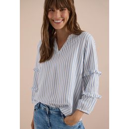 Shirtbluse Cecil, Damen, Gr. L (42), blau (blouse blau), Stoff, 98% Viskose, 2% Metallfasern, gestreift, klassisch normal, V-Ausschnitt, elastischer Bund, Blusen, mit 3/4 &Auml;rmeln