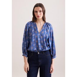 Seidensticker Damen Klassische Bluseblau, Gr. 42, gemustert, 100% Viskose, Blusen, Tunika Druck