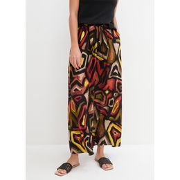 Maxirock bonprix, Damen, Gr. 36, karminrot, schwarz bedruckt, Obermaterial: 100% Viskose, ausgestellt, R&ouml;cke Maxirock, ausgestellte Passform, aus Viskose, Maxirock-L&auml;nge