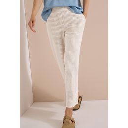 7/8-Hose Cecil, Damen, Gr. M, L&auml;nge 26, grain beige, Stoff, 73% Viskose, 25% Polyester, 2% Elasthan, gestreift, loose fit 7/8-L&auml;nge, Hosen 7/8-Hose, mit gestreiftem Seersucker-Look