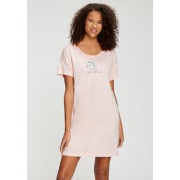 Sleepshirt s.Oliver, Damen, Gr. 32/34, N-Gr, rosa, Single Jersey, Obermaterial: 50% Baumwolle, 50% Viskose, bedruckt, unifarben, loose fit mini, Rundhals, Kleider Sleepshirt, sch&ouml;ner Frontdruck
