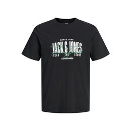 Jack & Jones PlusSize T-Shirt "JJAERO TEE SS CREW NECK PLS", Jungen, Gr. 4XL, schwarz detail:big print, Jersey, Obermaterial: 100% Baumwolle, JACK & JONES PLUSSIZE, bedruckt, regular fit normal, Rundhals, Shirts T-Shirt, Baumwolle, regular fit