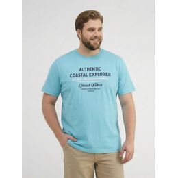 Lerros Herren T-Shirt "Sommerliches T-Shirt aus Baumwolle mit O-Neck, gro&szlig;e Gr&ouml;&szlig;en"reef blau, Gr. 4XL, 100% Baumwolle, Shirts