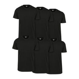 T-Shirt Urban Classics "Urban Classics Herren Basic Tee 6-Pack", Jungen, Gr. L, schwarz, 100% Baumwolle, unifarben, normal, Rundhals, Shirts T-Shirt
