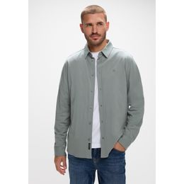 Langarmhemd Street One MEN, Herren, Gr. L (42), US-Gr&ouml;&szlig;en, grau (silber gr&uuml;n), Web, 100% Baumwolle, unifarben, normal normal, V-Ausschnitt, B&uuml;ndchen, Hemden, aus reiner Baumwolle