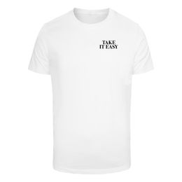 T-Shirt MisterTee "MisterTee Take It Easy Palm Paradise Tee", Jungen, Gr. L, wei&szlig;, 100% Baumwolle, bedruckt, normal, Rundhals, Shirts T-Shirt