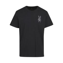 T-Shirt MisterTee "MisterTee Herren Peace Sign Tee EMB", Jungen, Gr. L, schwarz, 100% Baumwolle, unifarben, normal, Rundhals, Shirts T-Shirt