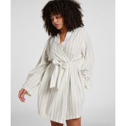 Hunkem&ouml;ller Bademantel HUNKEM&Ouml;LLER "Robe Leinen" Gr. M, wei&szlig;, M/L, 70% Viskose, 30% Leinen, Hausm&auml;ntel, Bademantel