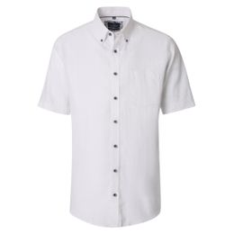 Kurzarmhemd Casamoda "Casamoda Leinenhemd kurzarm uni", Herren, Gr. L, Normalgr&ouml;&szlig;en, wei&szlig;, 55% Leinen, 45% Baumwolle, unifarben, comfort fit, Hemden