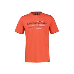 T-Shirt Lerros "T-Shirt unifarben mit Print und 1/2-&Auml;rmeln", Jungen, Gr. 3XL, orange (vivid rot), 100% Baumwolle, Rundhals, Shirts T-Shirt