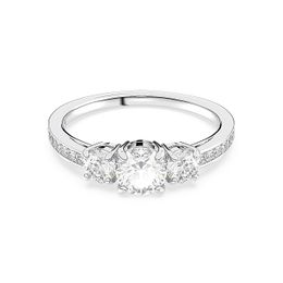 Fingerring Swarovski "Stilla Round Attract" Gr. 55, silber (metallfarben, kristallwei&szlig;), Fingerringe, Damen, 55, Metall, Fingerring, mit Swarovski Kristall