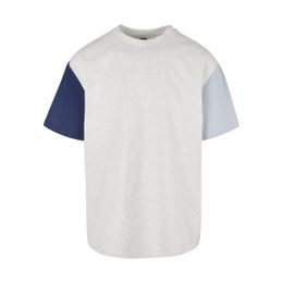 T-Shirt Urban Classics "Urban Classics Herren Organic Oversized Colorblock Tee", Jungen, Gr. L, lightgrau, 100% Baumwolle, mehrfarbig, oversize, ohne Ausschnitt, Shirts T-Shirt