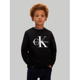 Sweatshirt Calvin Klein Jeans "MONO LOGO", M&auml;dchen, Gr. 12 (152), schwarz, Sweatware, Obermaterial: 100% Baumwolle, unifarben, regular fit normal, Rundhals, eingesetzt Rippb&uuml;ndchen, Sweatshirts Sweatshirt, Regular fit f&uuml;r Kinder, mit Logoschriftzug
